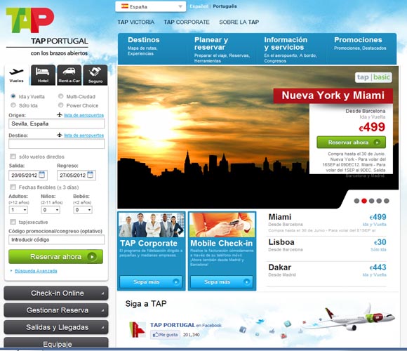 FlyTap Página Web de Vuelos y Aerolineas.